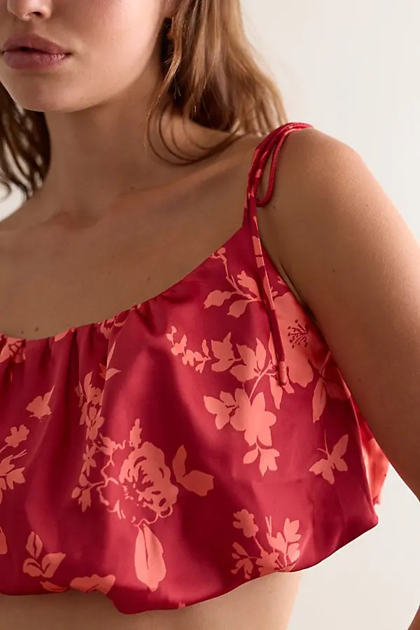 INTIMATELY Satin Bubble Brami Top - Red Combo
