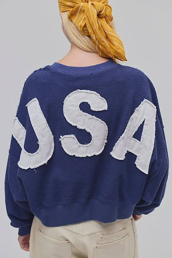 TRICIA FIX Usa Patch Crewneck Sweatshirt