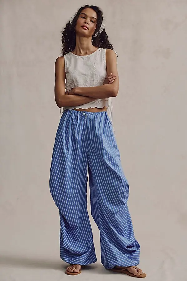 Free People Maribella Pants At - Blue Combo