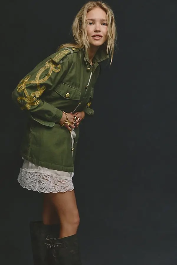 TRICIA FIX Embroidered Military Jacket