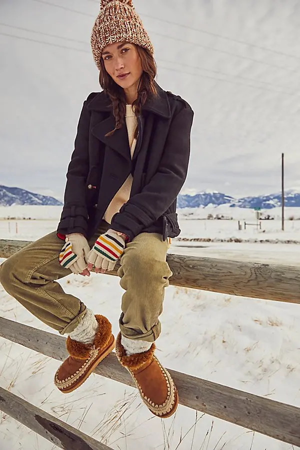 Mou Glacier Sheepskin Ankle Boots - Brown