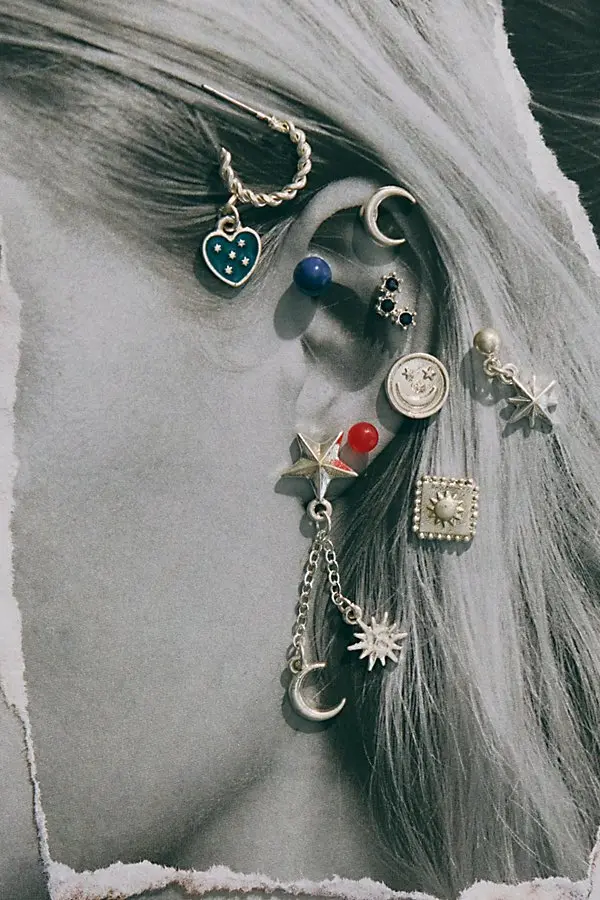 Free People Teeny Tiny Mega Stud Earring Set At - Celestial