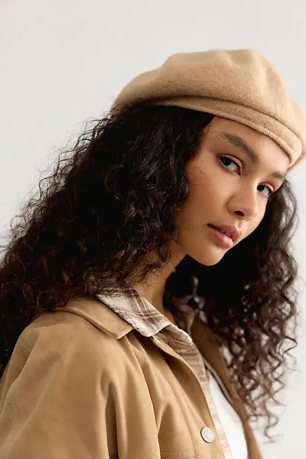 Free People Phoebe Slouchy Lieutenant Cap - Camel