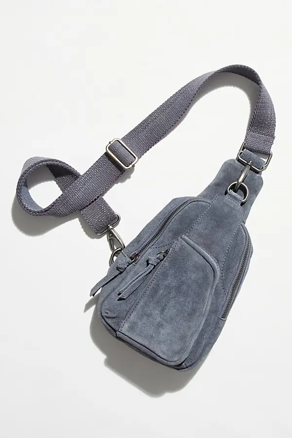 FP COLLECTION Hudson Suede Sling Bag - Slate