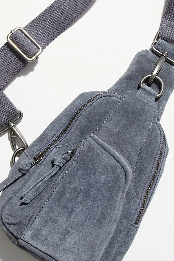 FP COLLECTION Hudson Suede Sling Bag - Slate