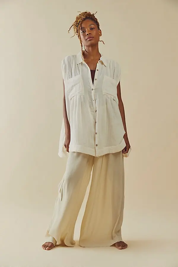 Free People Not So Basic Shirtdress Tunic - Powder Sand