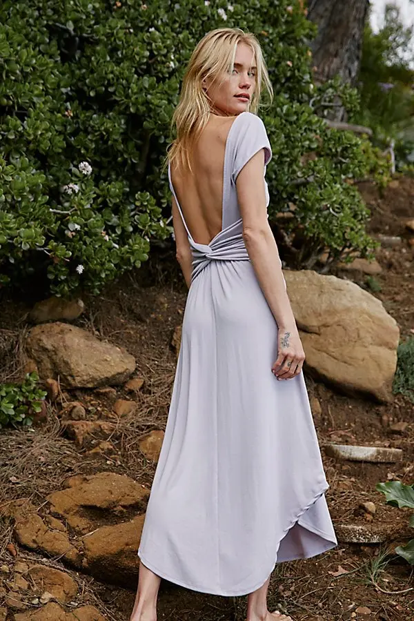Free People Chateau Low-back Midi Dress - Iris