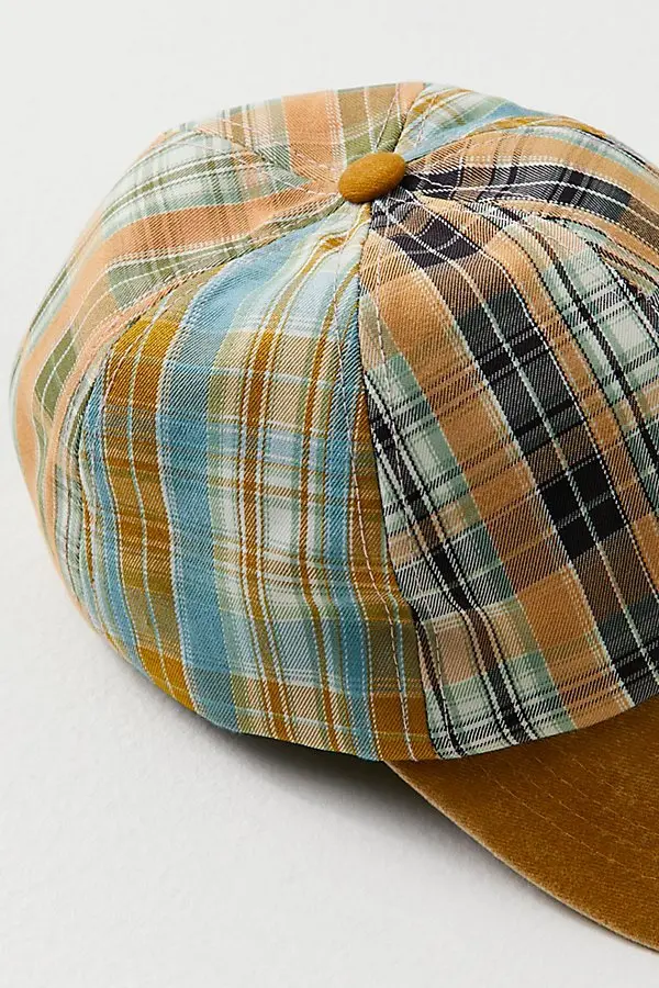 Free People Mixed Plaid Baseball Cap