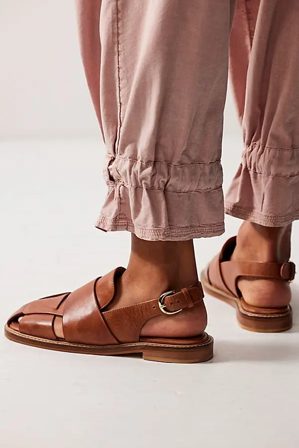 FP COLLECTION Libby Fisher Woven Leather Slingback Sandals