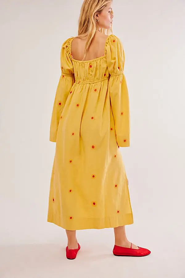 Free People Emory Embroidered Midi Dress
