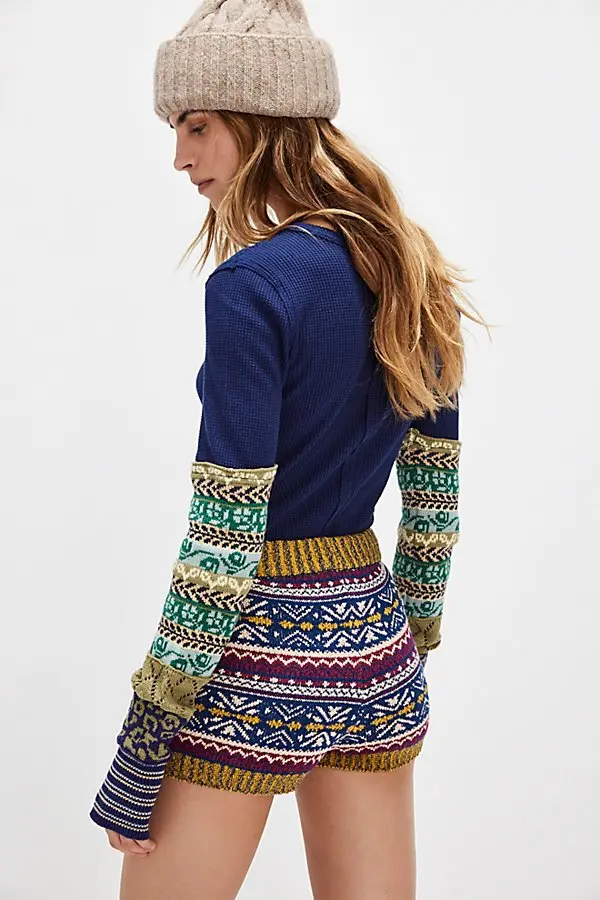 Free People Fair Isle Knit Drawstring Shorts