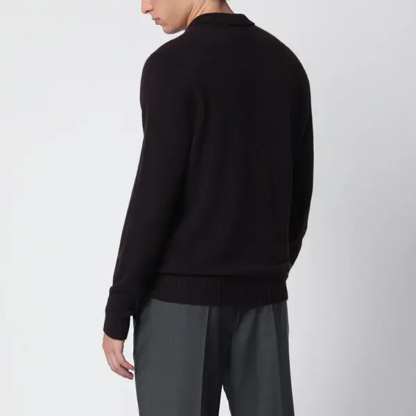 DRUMOHR Lambswool Polo Sweater - Brown