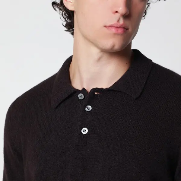 DRUMOHR Lambswool Polo Sweater - Brown