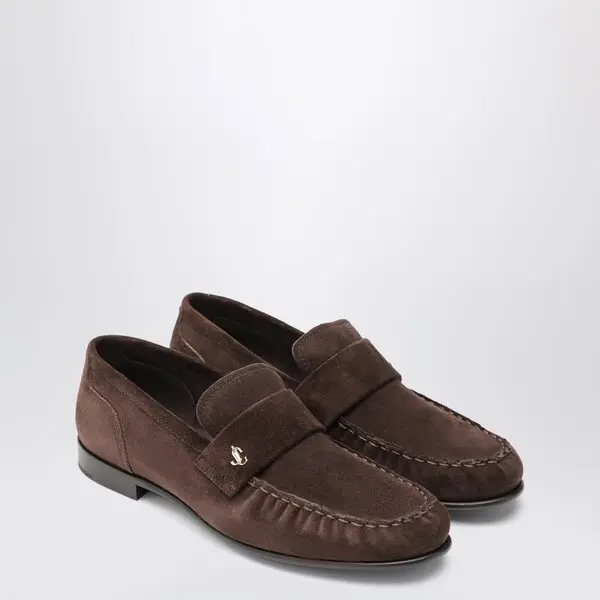 JIMMY CHOO Suede Leather Loafers - Brown