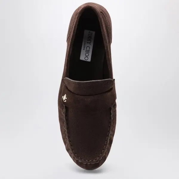JIMMY CHOO Suede Leather Loafers - Brown