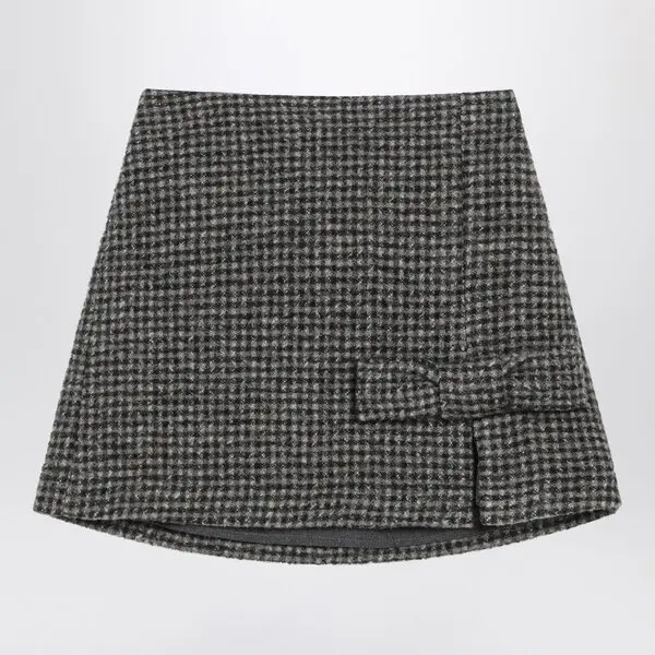 DOUUOD Checked Virgin Wool Skirt