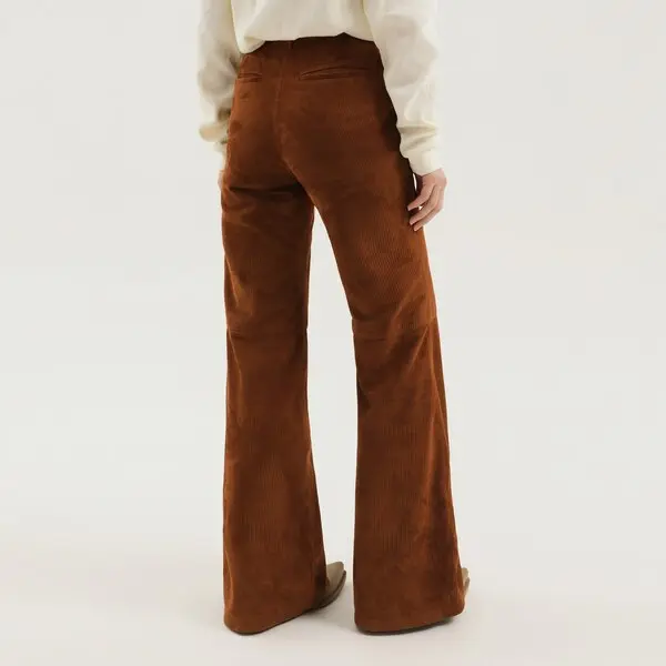 1989 STUDIO Ribbed Corduroy Flared Leather Trousers