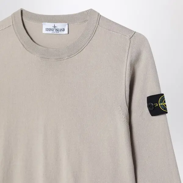 Stone Island Cotton Crewneck Sweater With Compass Patch - Grey