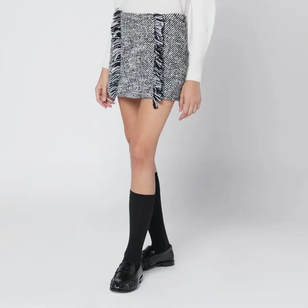 DURAZZI MILANO Wool-blend Mini Skirt With Fringe Detail