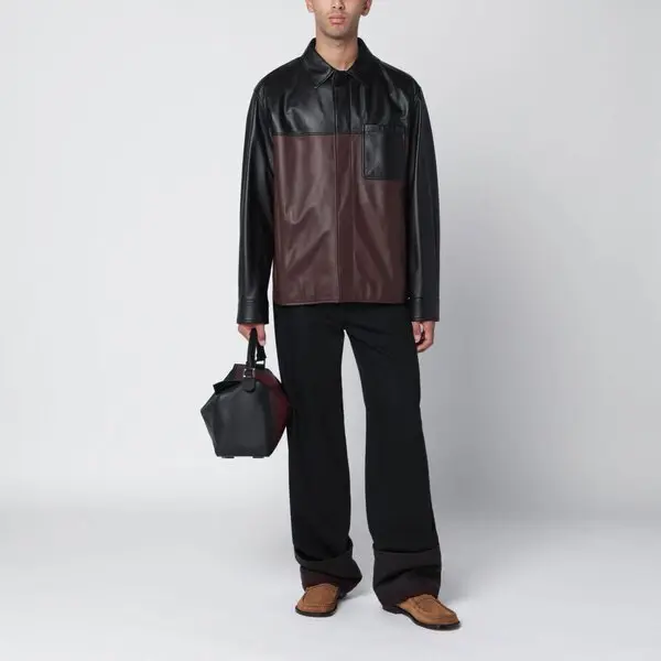 Loewe Burgundy Leather Overshirt - Black