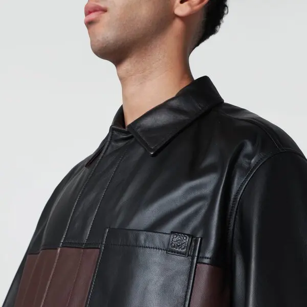 Loewe Burgundy Leather Overshirt - Black