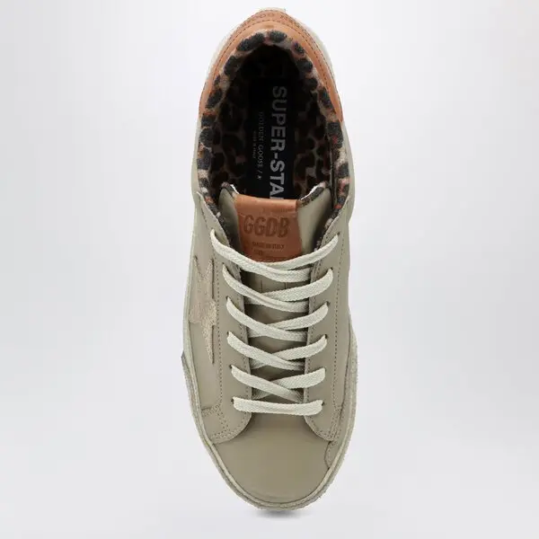 GOLDEN GOOSE Platinum/brown Leather Super-star Trainers
