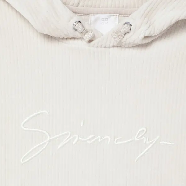Givenchy Cream Ribbed Cotton Blend Velour Hoodie - Beige