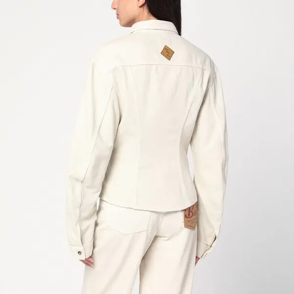 HAIKURE Ecru Denim Shirt With Classic Collar And Curved Hem - Beige