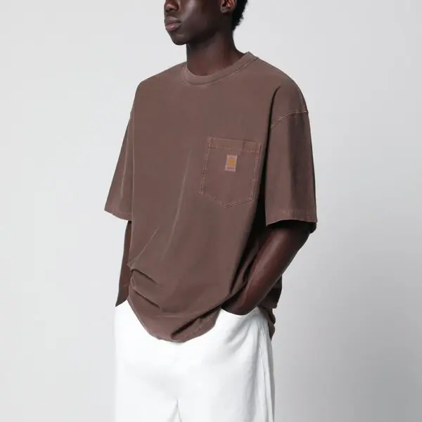 Carhartt Work In Progress Loose Pocket T-shirt In Tobacco-coloured Cotton Jersey