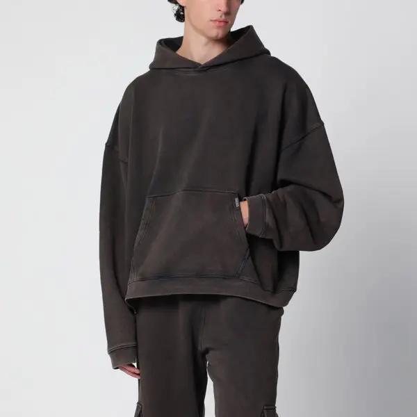 REPRESENT Cotton Hoodie With Metal Logo Detail - Brown