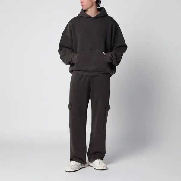 REPRESENT Cotton Hoodie With Metal Logo Detail - Brown