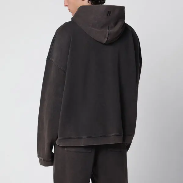 REPRESENT Cotton Hoodie With Metal Logo Detail - Brown