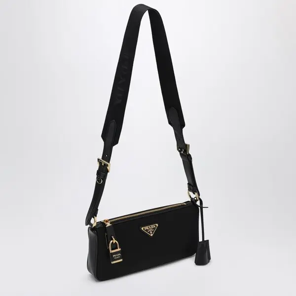 Prada Re-nylon And Leather Shoulder Bag With Padlock