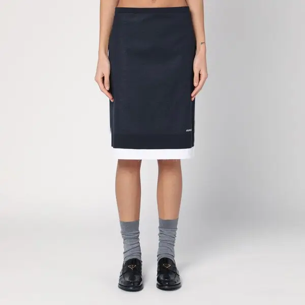 Miu Miu Layered Skirt With Contrasting Logo - Blue