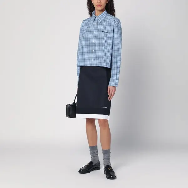 Miu Miu Layered Skirt With Contrasting Logo - Blue