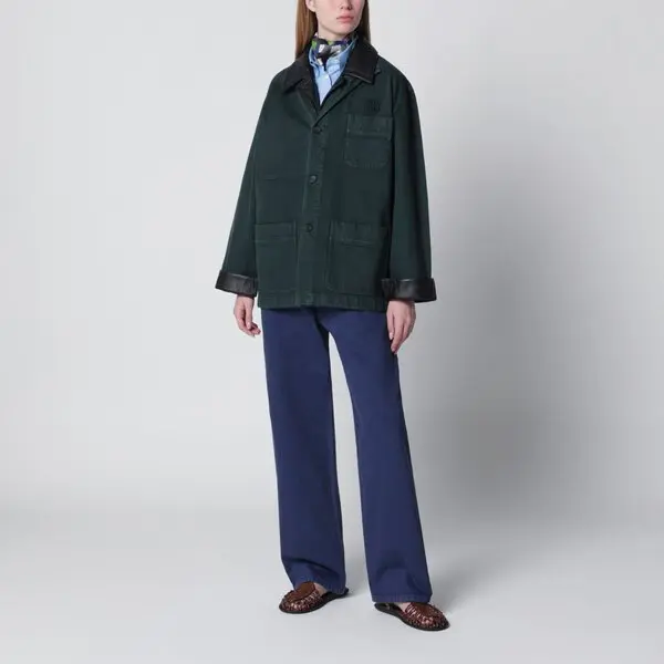 Miu Miu Bottle Gabardine And Leather Jacket