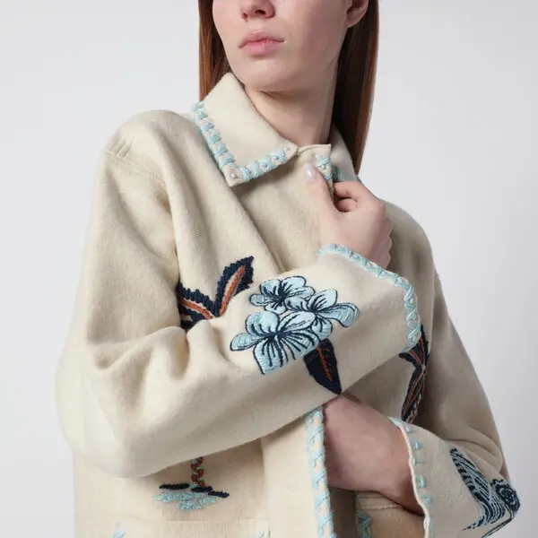Alanui Sand Multicolour Embroidered Wool Jacket