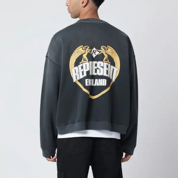 REPRESENT Washed-effect Cotton Crewneck Sweatshirt