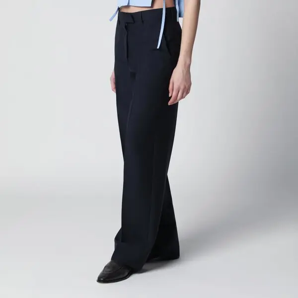 Miu Miu Navy Wool-blend Trousers
