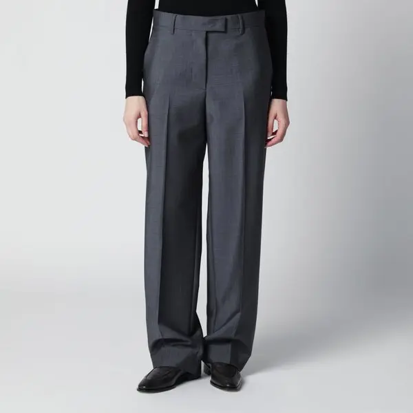 Miu Miu Charcoal Virgin Wool Blend Trousers - Grey