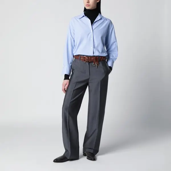 Miu Miu Charcoal Virgin Wool Blend Trousers - Grey
