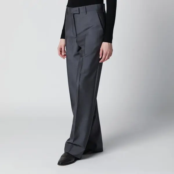 Miu Miu Charcoal Virgin Wool Blend Trousers - Grey