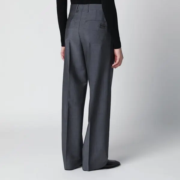 Miu Miu Charcoal Virgin Wool Blend Trousers - Grey