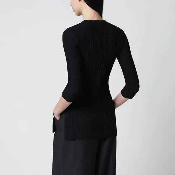 Max Mara Ribbed Crewneck Sweater In Crêpe Viscose