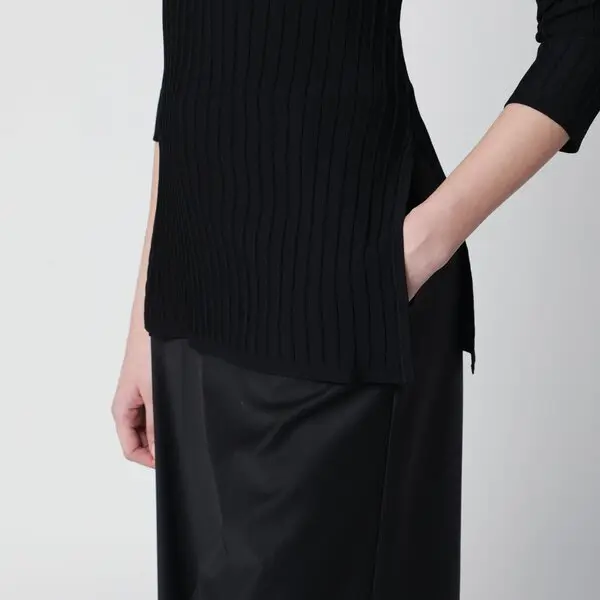 Max Mara Ribbed Crewneck Sweater In Crêpe Viscose