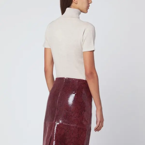 Miu Miu Short Sleeve Cashmere Turtleneck Sweater