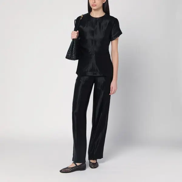 Loulou De Saison Linen & Silk T-shirt - Black