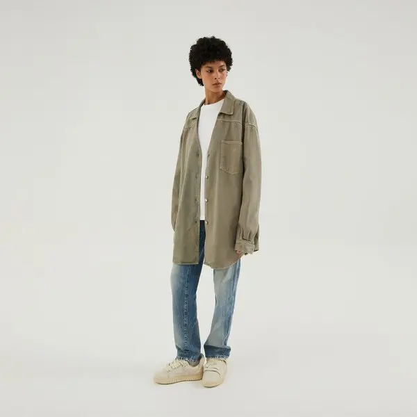 1989 STUDIO Light Denim Overshirt With Embroidered Logo