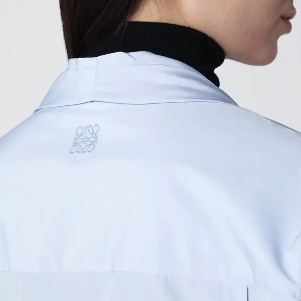 Loewe Cotton Poplin Shirt With Front Draping - Blue