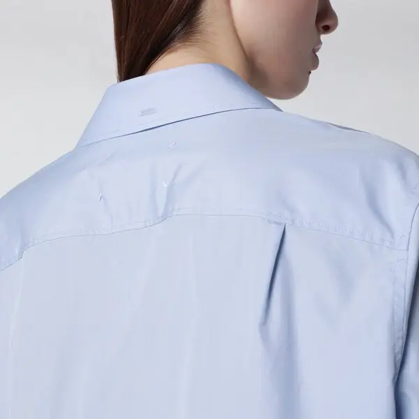 MAISON MARGIELA Cotton Blouse With Folded Collar - Light Blue